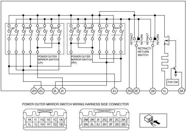 POWER OUTER MIRROR SWITCH INSPECTION